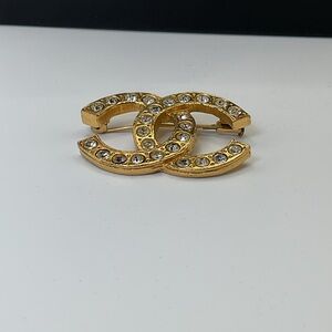 CHANEL | Jewelry | Chanel Cc Logo Rhinestone Brooch | Poshmark